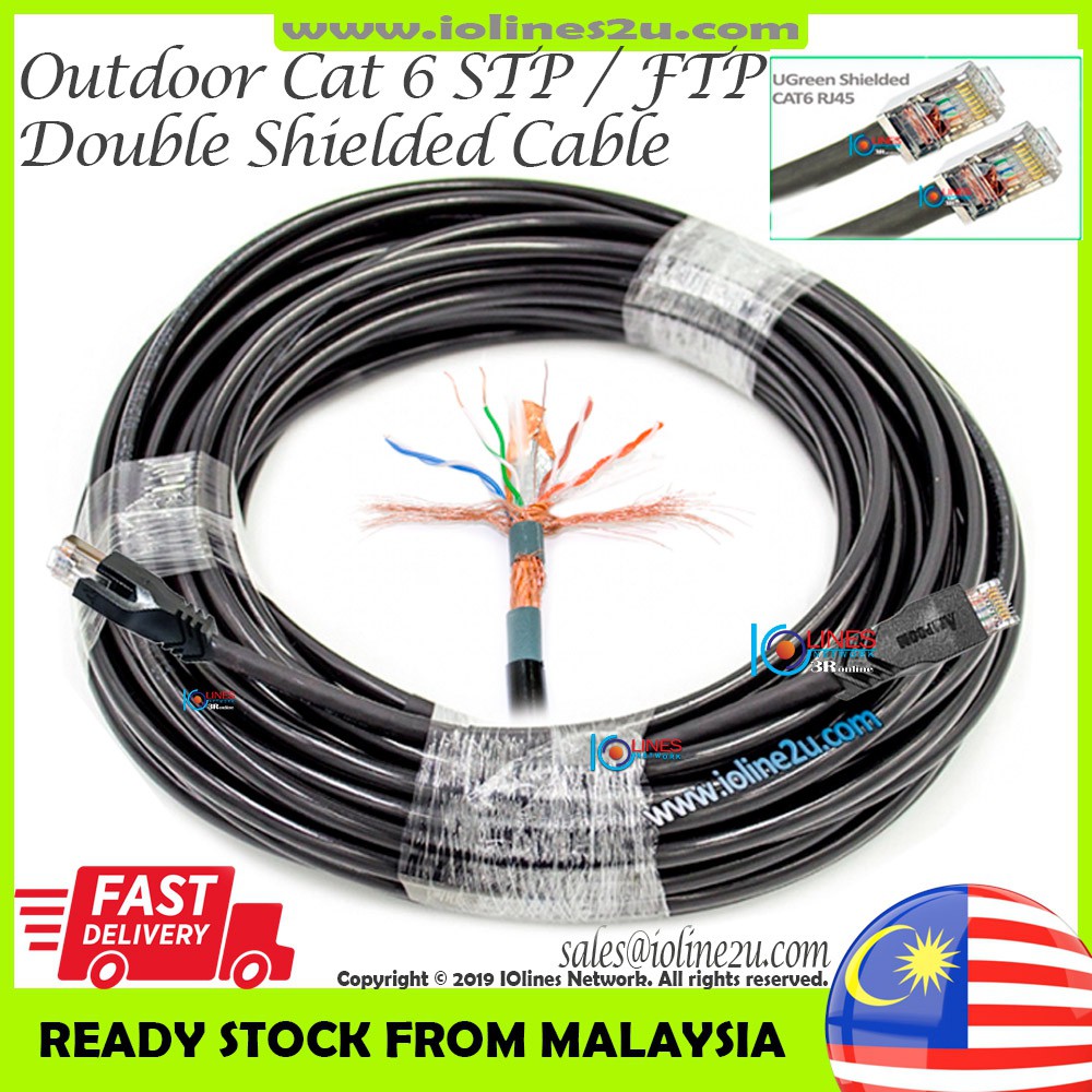 100m Outdoor Cat6 Cat 6 STP FTP LAN Network cable Full Copper Double ...