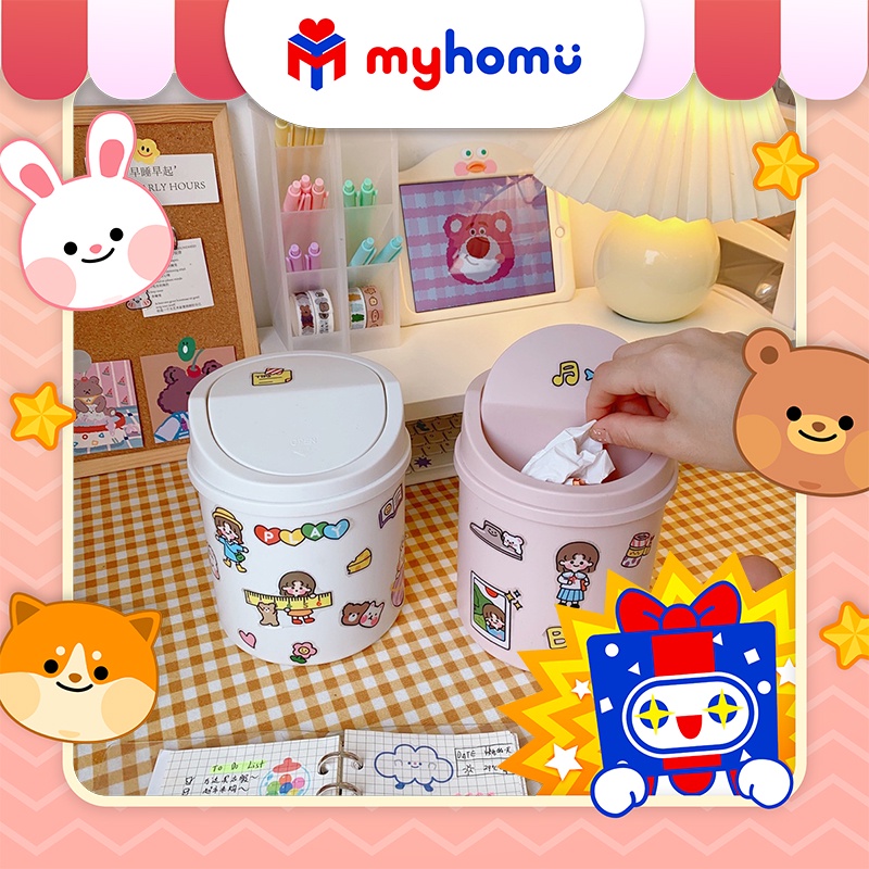 Mini Cute Dustbin Design Container Desk Organizer Storage Bekas Sampah ...