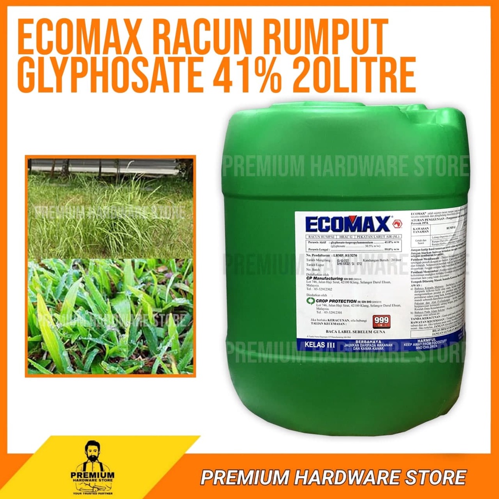 ECOMAX 20 Liter Herbicide Glyphosate 41% Weed Grass Killer Racun Rumput ...