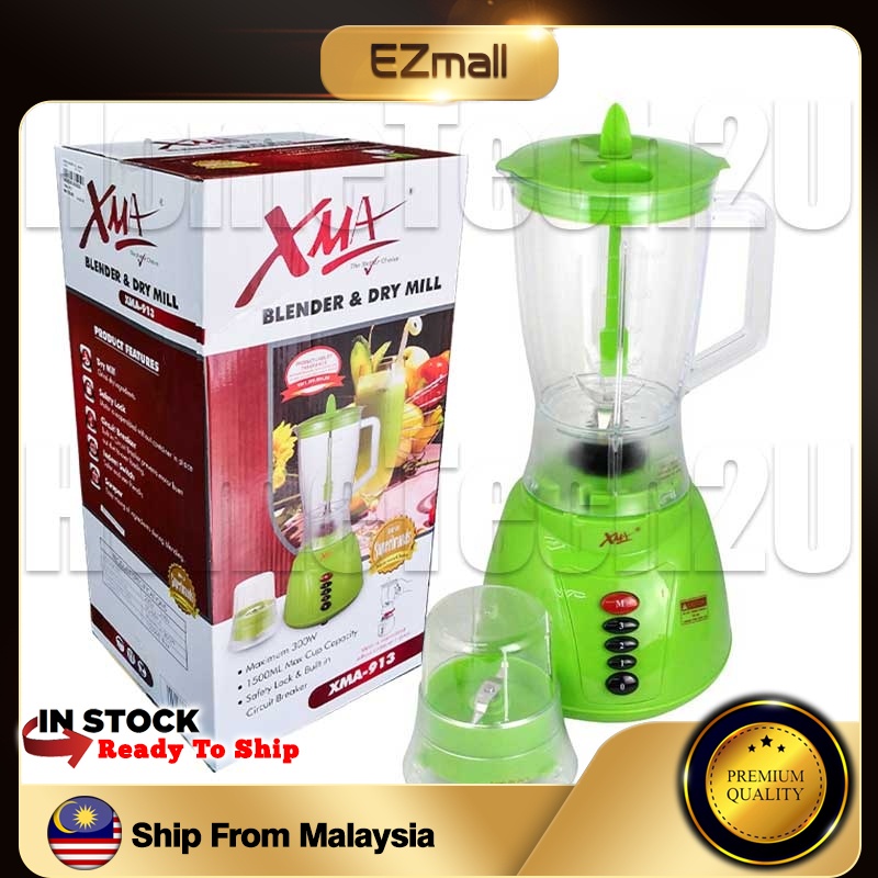 XMA Blender XMA-913 300W 1.5L Plastic Jar + Dry Mill With Safety Lock ...