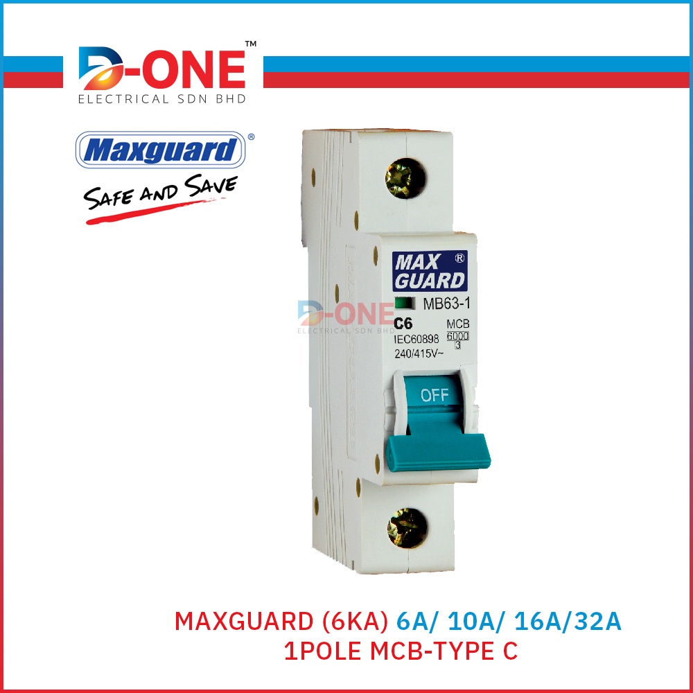 Maxguard Miniature Circuit Breakers - MB63-1 Series (6kA MCB) | Shopee Malaysia