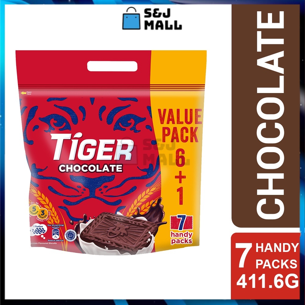 Tiger Plain Sweet Chocolate Flavoured Biscuits Multi Pack 7 X 58.8G ...