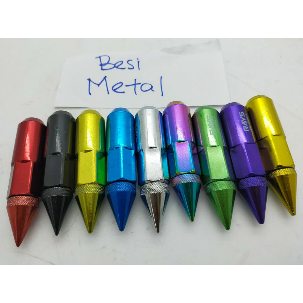 METAL BESI Rays Bullet Spike Racing Wheel Nut Steel 60mm+30mm long 1 ...