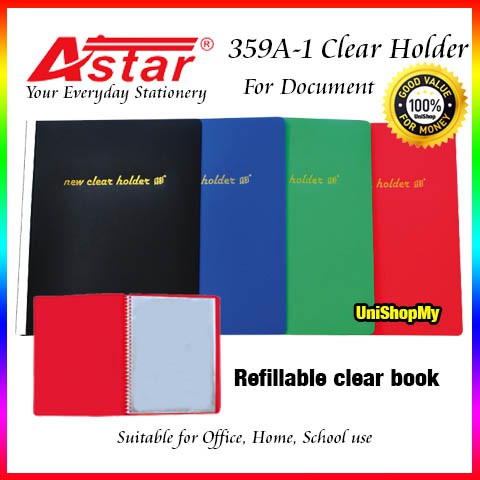 YES 359A New Clear Book 20 Pages Document File Folder A4 - refillable ...