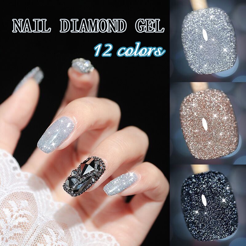 8ml Diamond Nail Gel Polish Shimmer Glitter Reflective Nail Glue Disc ...