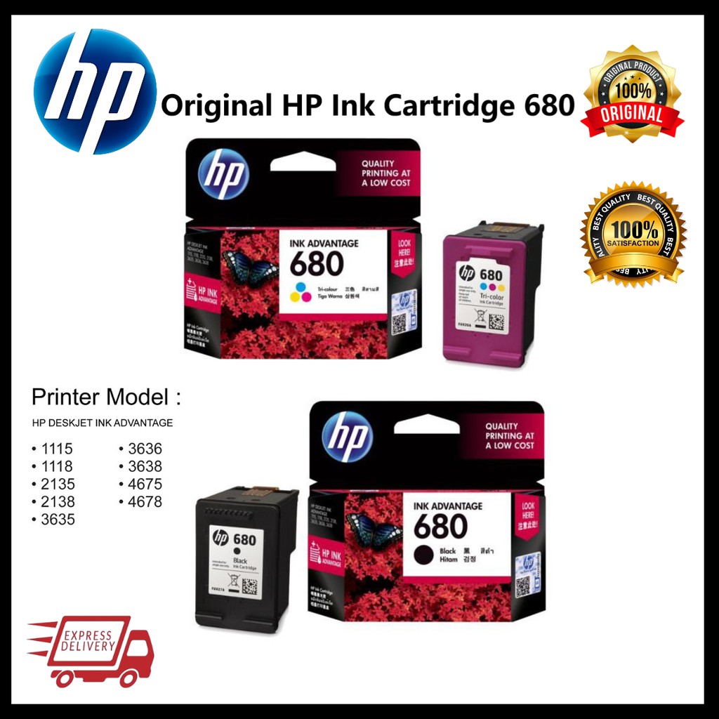 Original HP Ink Cartridge 680 Black / Tri-Colour | Shopee Malaysia