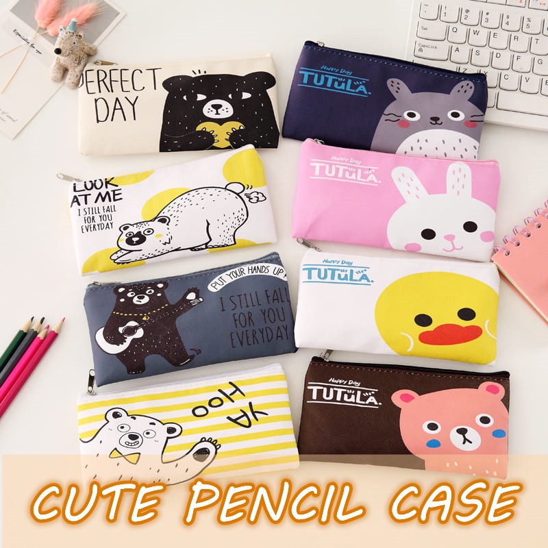 Korea Pencil Case Canvas Cute Cartoon Small Stationery Pen Case ...