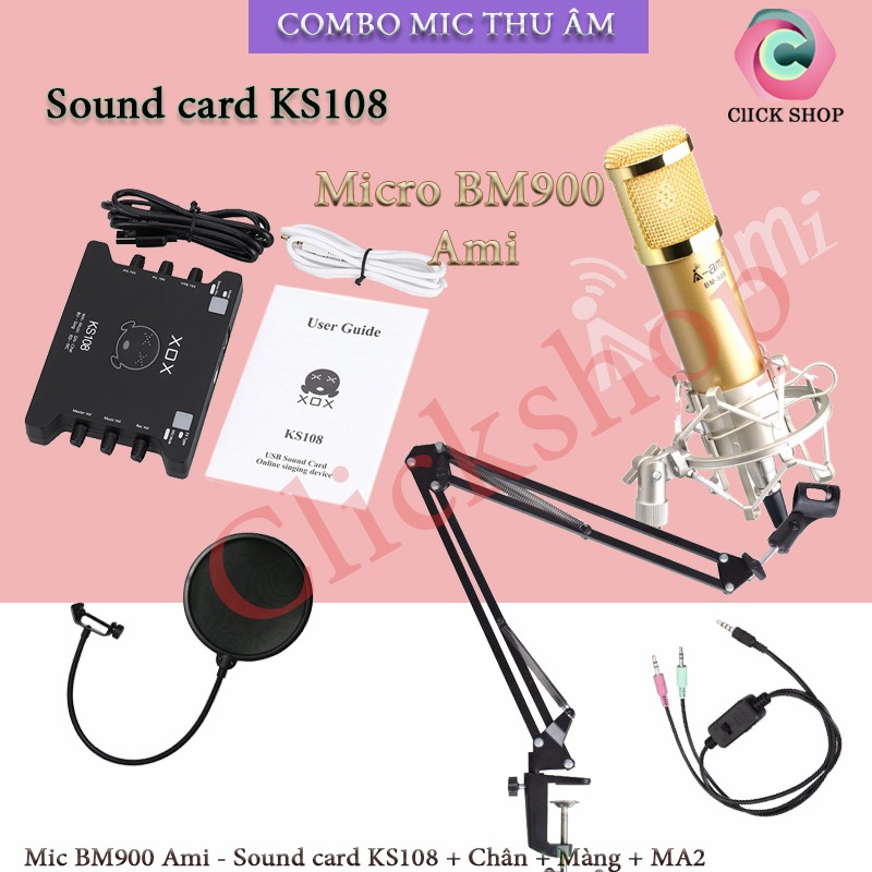 BM900 ami sound card k108 livestream MA2 filter pin microphone - Full ...
