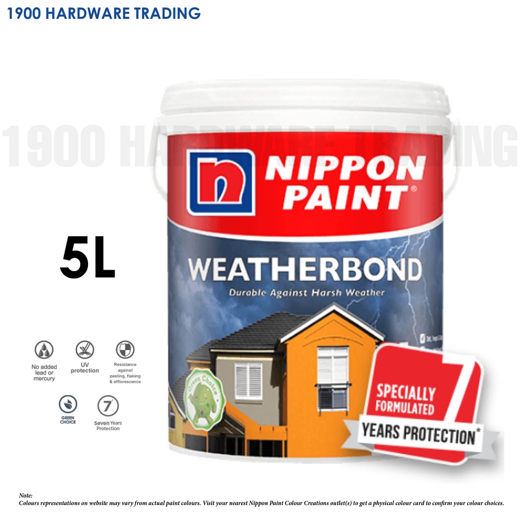 5 Liter NIPPON Weatherbond Wall Paint Exterior Outdoor Wall Paint ...