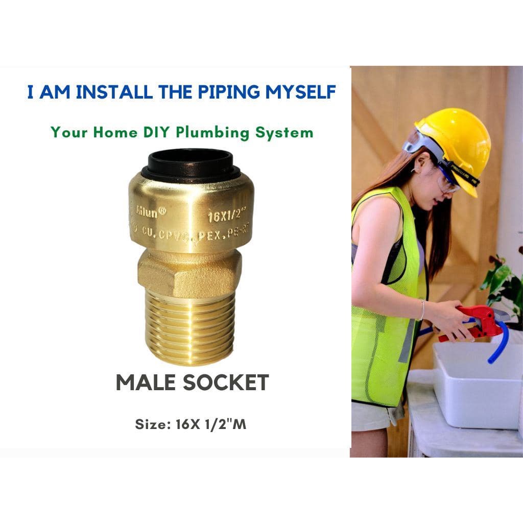 Push Fit-PEX 16mm X 1/2" Male Thread Socket I Easy & Fast Installation ...