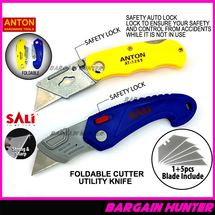 RETRACTABLE UTILITY KNIFE CUTTER CARTON BOX CUTTER CARPET CUTTER ART CUTTER UTILITY | Shopee ...