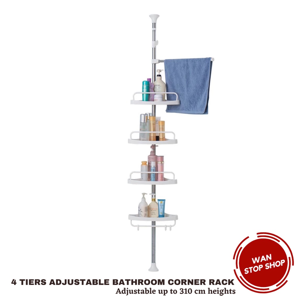 4 Tier Adjustable Bathroom Stretch Rack Organizer Bathroom Rack Toilet ...