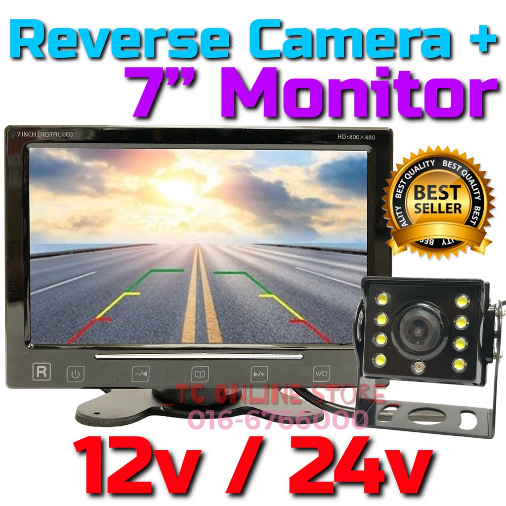 Reverse Camera + 7" Display TFT LCD Monitor for DC 24v lorry and DC 12v ...