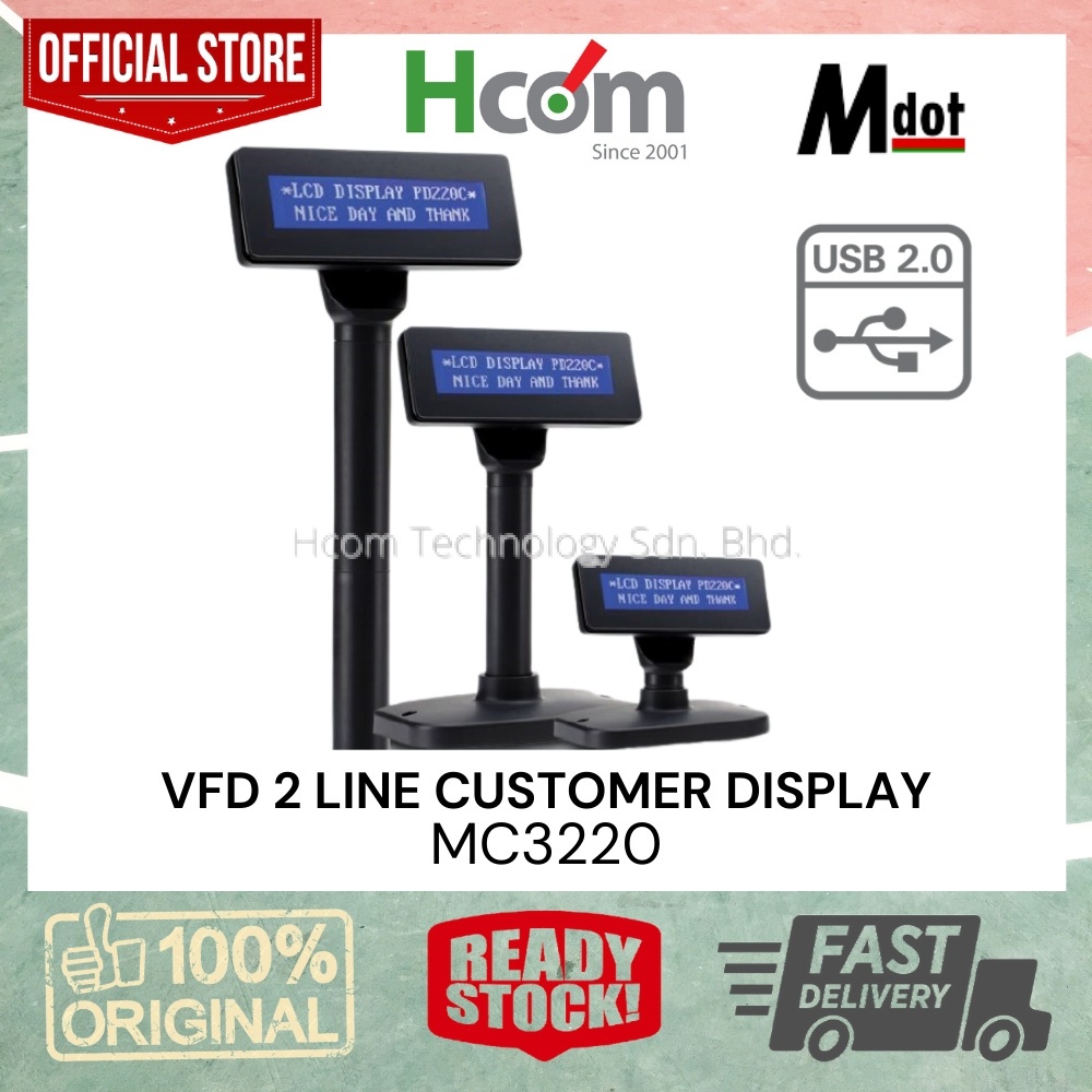 MDOT VFD 2 Line Customer Display MC3220 (USB) | Shopee Malaysia