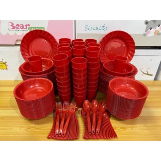PLASTIC DINNER SET 300PCS SET PINGGAN MANGKUK SUDU GARFU CAWAN PLASTIK ...
