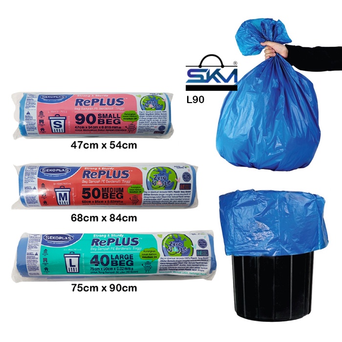 SKM (S/M/L) SEKOPLAS RePlus HDPE Garbage Bag Trash Bag Bin Liner ...