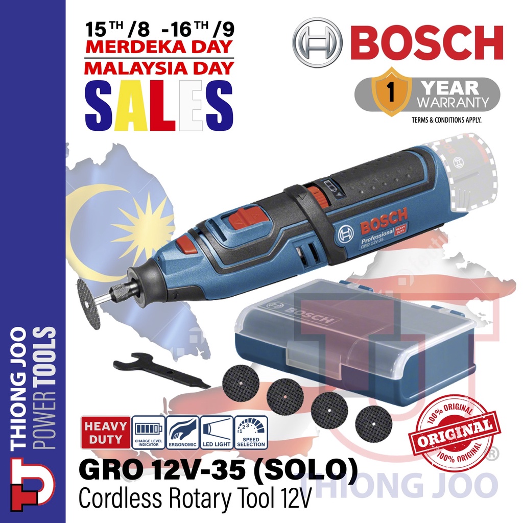 BOSCH GRO 12V-35 CORDLESS ROTARY TOOL (SOLO) | Shopee Malaysia