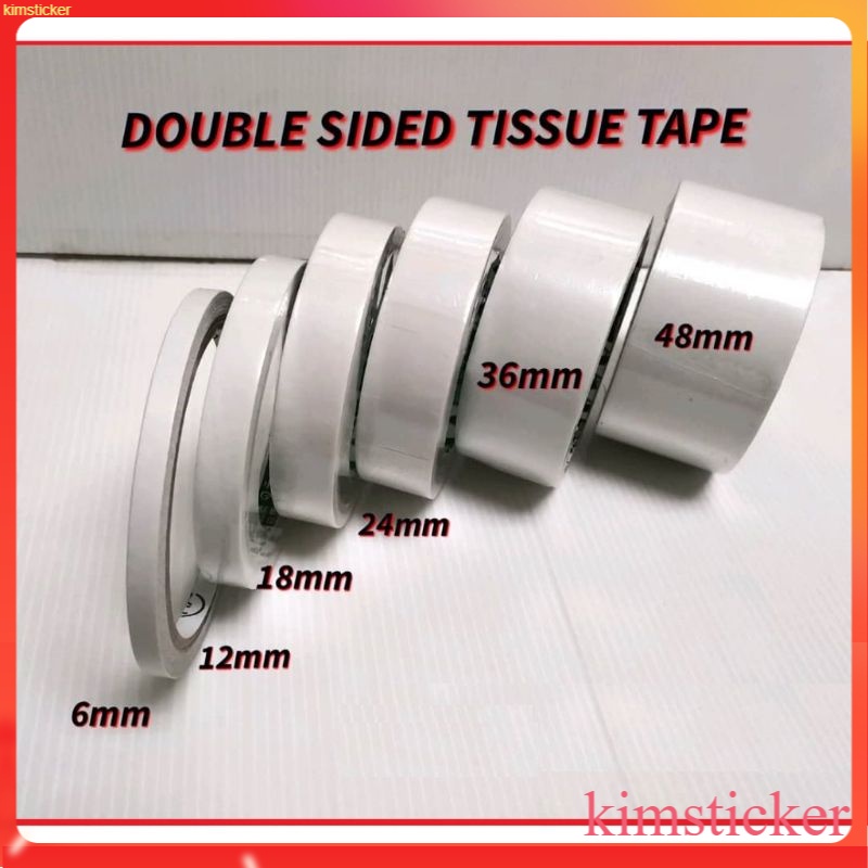 Double Sided Tissue Tape 12mm 18mm 24mm x 10 YARDS READY STOCK | Shopee ...