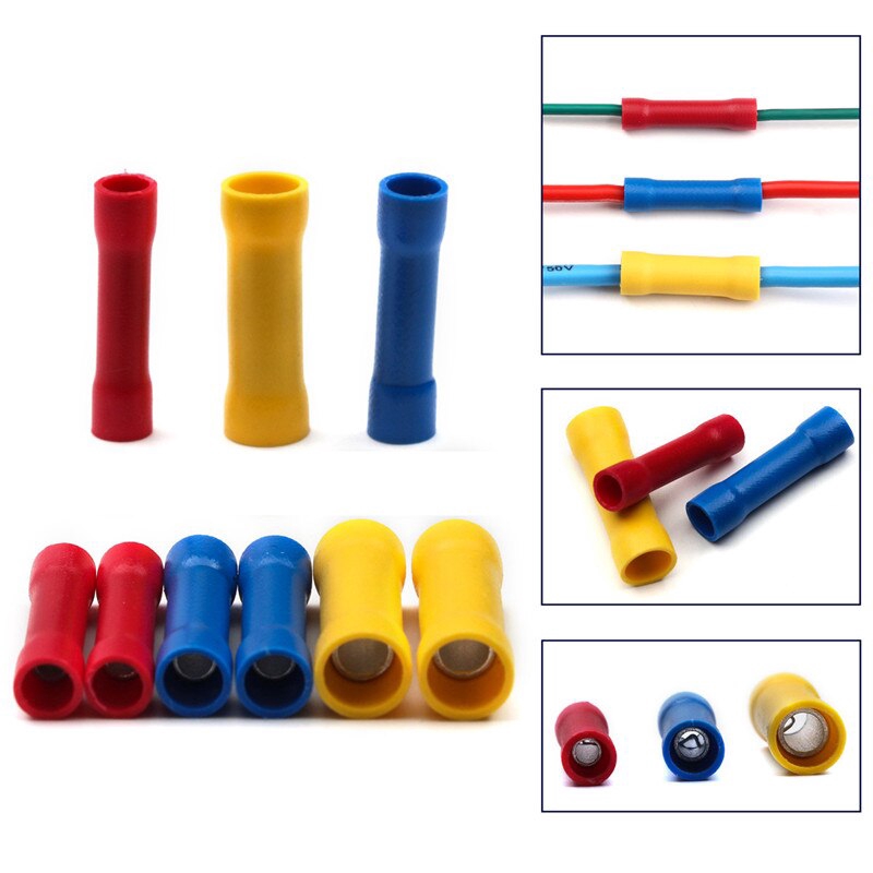 50/100Pcs Electrical Wire Crimp Terminals Kit Insulated Straight Butt ...