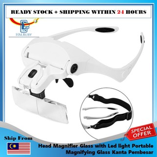 Head Magnifier Glass with Led light Portable Magnifying Glass Kanta ...