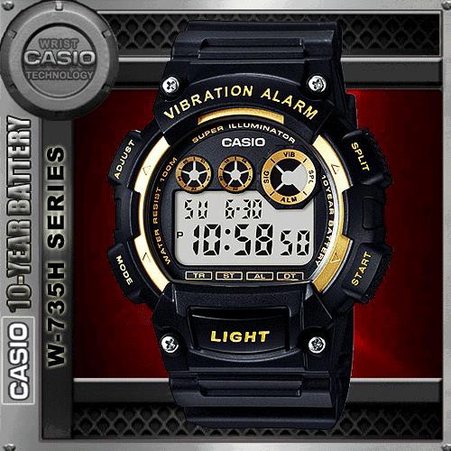 CASIO W-735H-1A2V / W-735H-1A2 / W-735H VIBRATION ALARM WATCH 100% ...