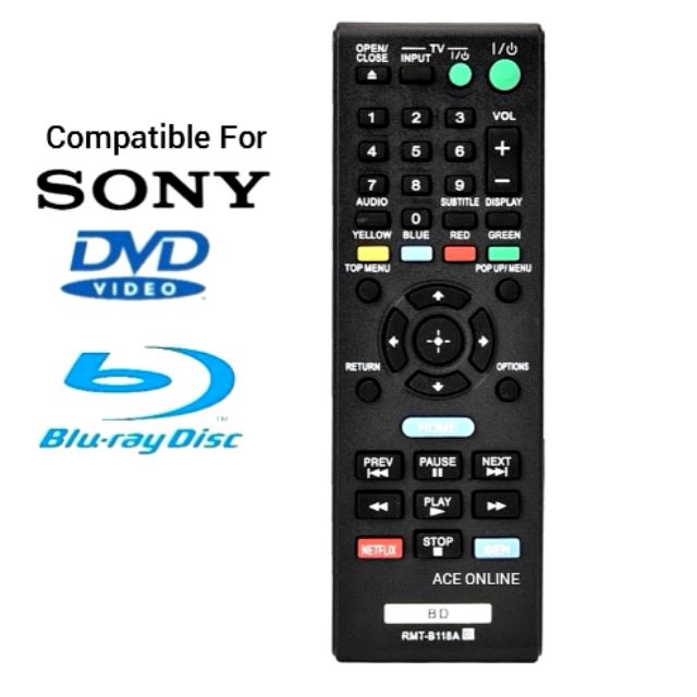 SONY Blu Ray DVD Remote Controller (RMT-B118A)For BDP-S485 BDP-S5100 ...