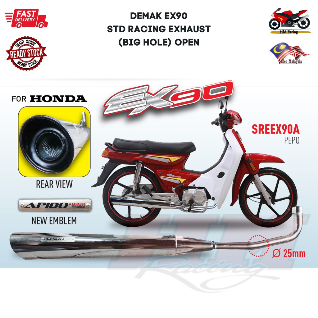 DEMAK EX90 EX 90 / DY90 - STANDARD STD EXHAUST MUFFLER ASSY STANDARD STD RACING EXHAUST BIG HOLE ...