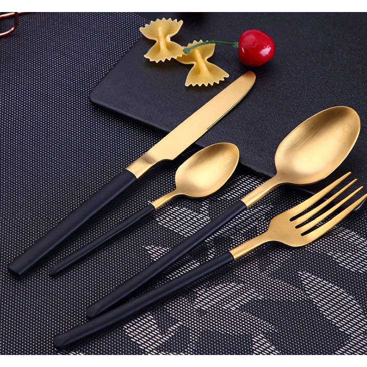 Limited Edition Pure 304 Stainless Steel Two Tone Cutlery Set - Black ...