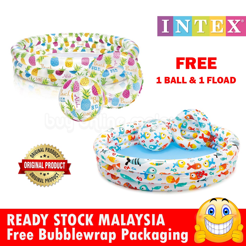 INTEX Swimming Pool 132 x 28 cm Set (FREE 51cm Ball & 51cm Ring) Kolam ...