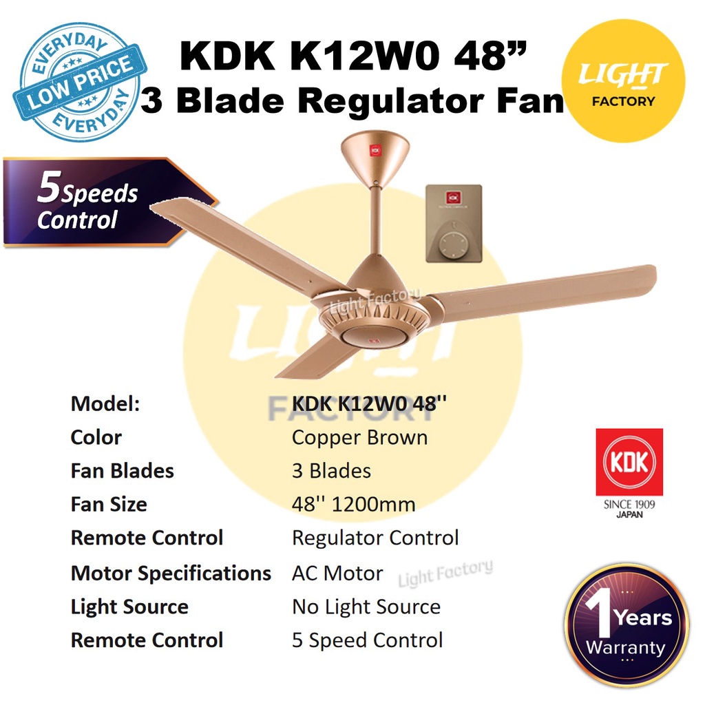 KDK K12VO 48" / KDK K12W0 48" 3 Blades Ceiling Fan || Panasonic FM12AO ...