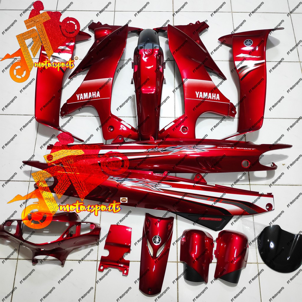 Yamaha 125zr Cover Set All DRMK Red Full-With Stripe | Shopee Malaysia
