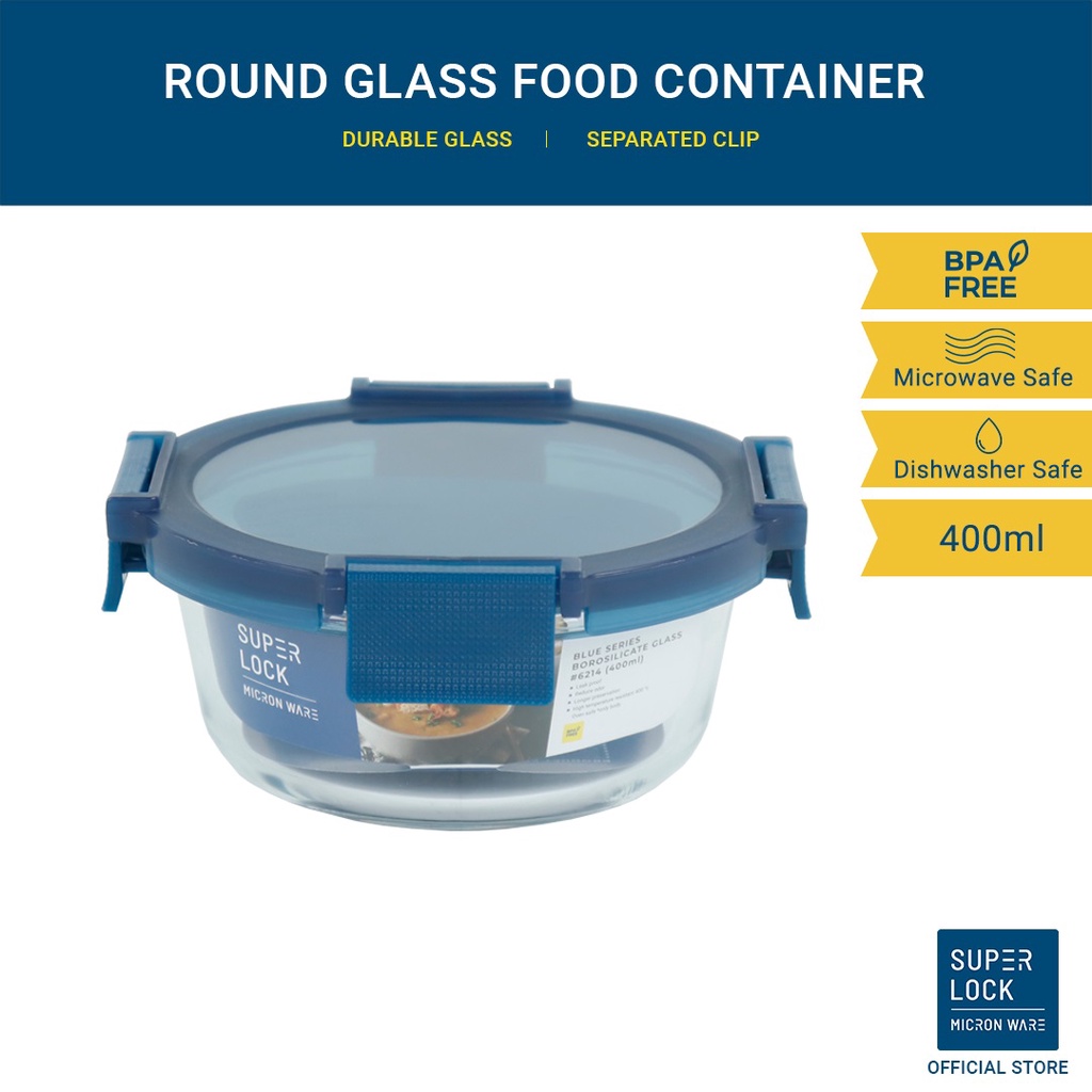 Superlock Airtight Borosilicate Glass Round Food Container 400ml | Shopee Malaysia