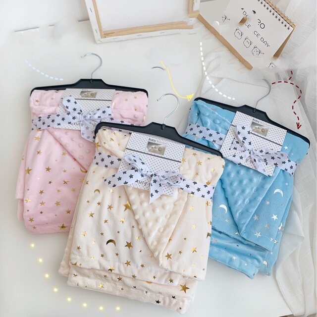 Baby Toddler Minky Blankets 75*120CM Moon Star Fleece Quilt Soft ...