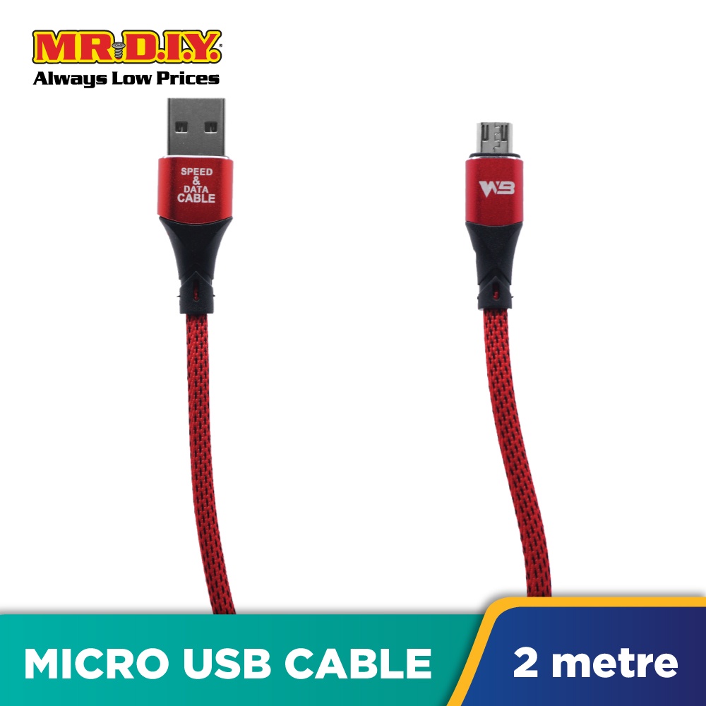 WB 3.1A Micro USB Cable for android phone 2 Meter WB-B344-V8-V8 ...