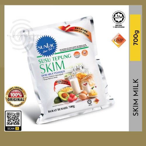SUNLAC Low Fat Skim Milk Powder 700g (FREE 50g) Low Cholesterol Susu ...