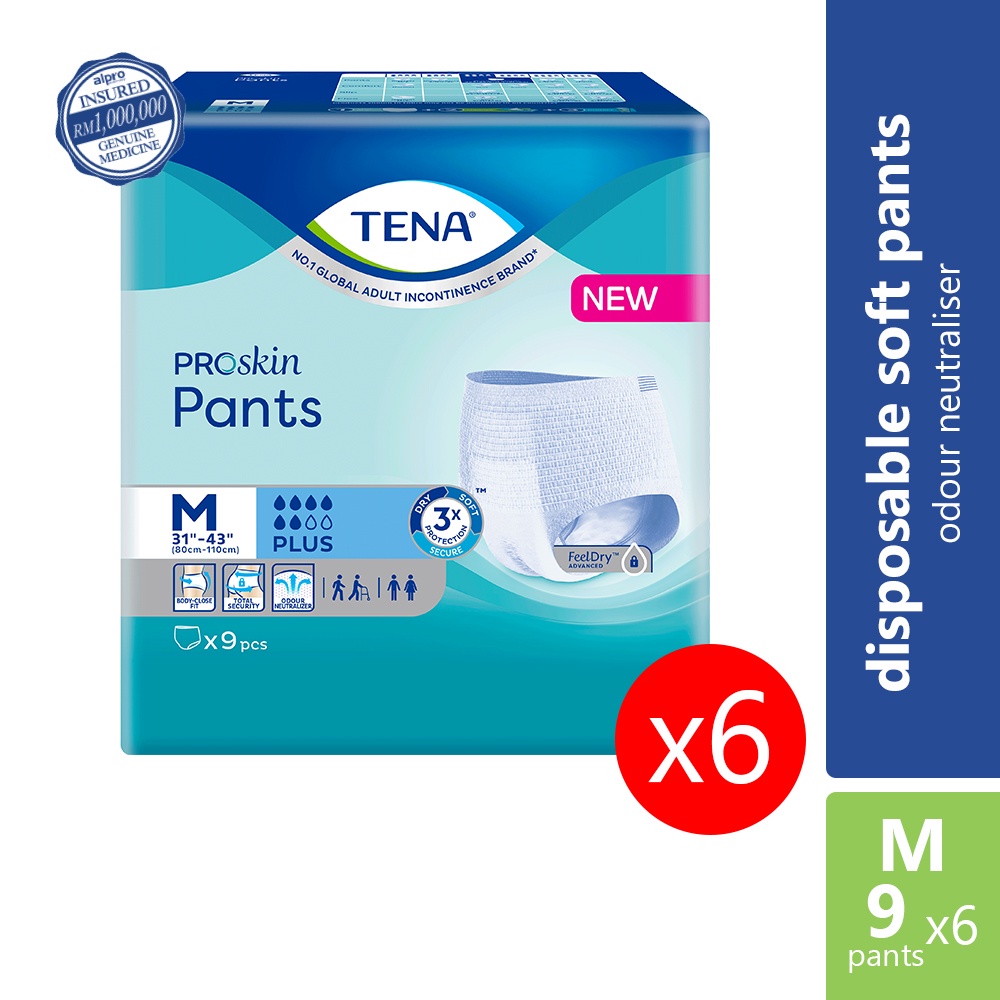 Tena Plus Pants Size M (9s x 6 packs) | Shopee Malaysia