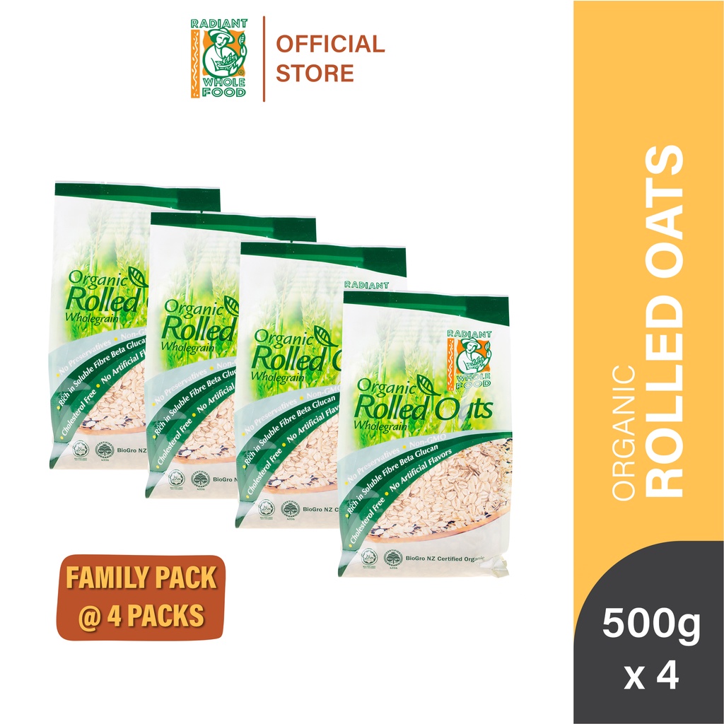 [Family Pack] Radiant Organic Rolled Oats (500g x 4 Packs) | Shopee ...
