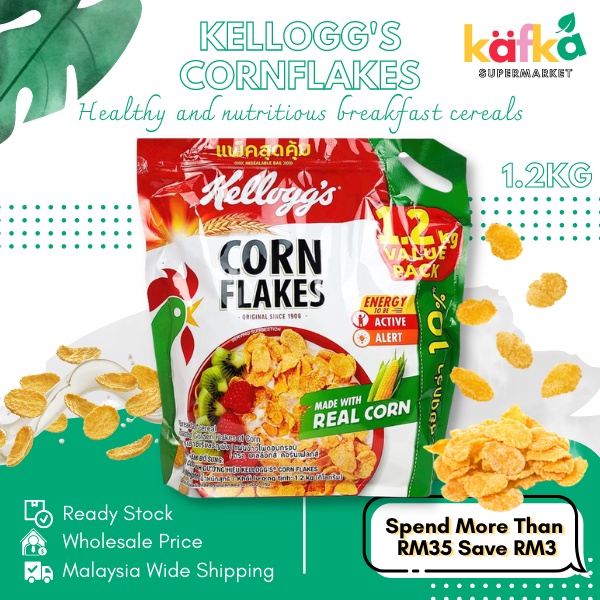 Kellogg's Cornflake 1.2kg Jumbo Size Pack Kelloggs Cornflakes Healthy ...