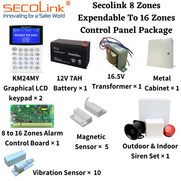 SECOLINK PAS816-24MY-CP1 8 Zones Expendable To 16 Zones Control Panel ...