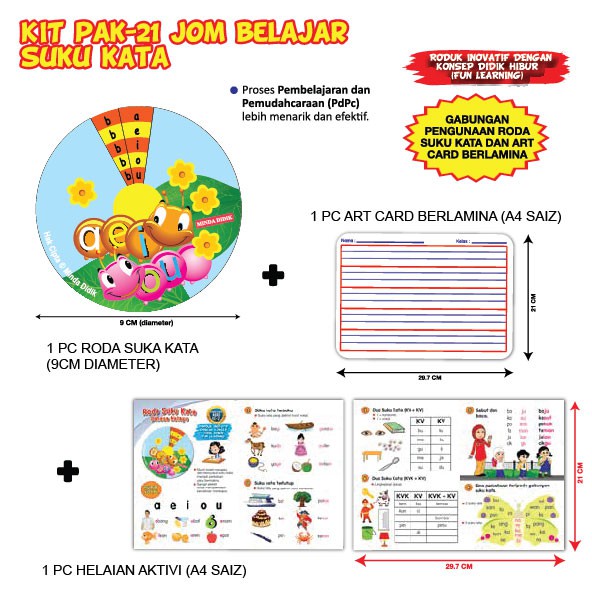 [STA BOOK SHOP] PROJEK ABAD-21 : KIT PAK-21 JOM BELAJAR SUKU KATA ...