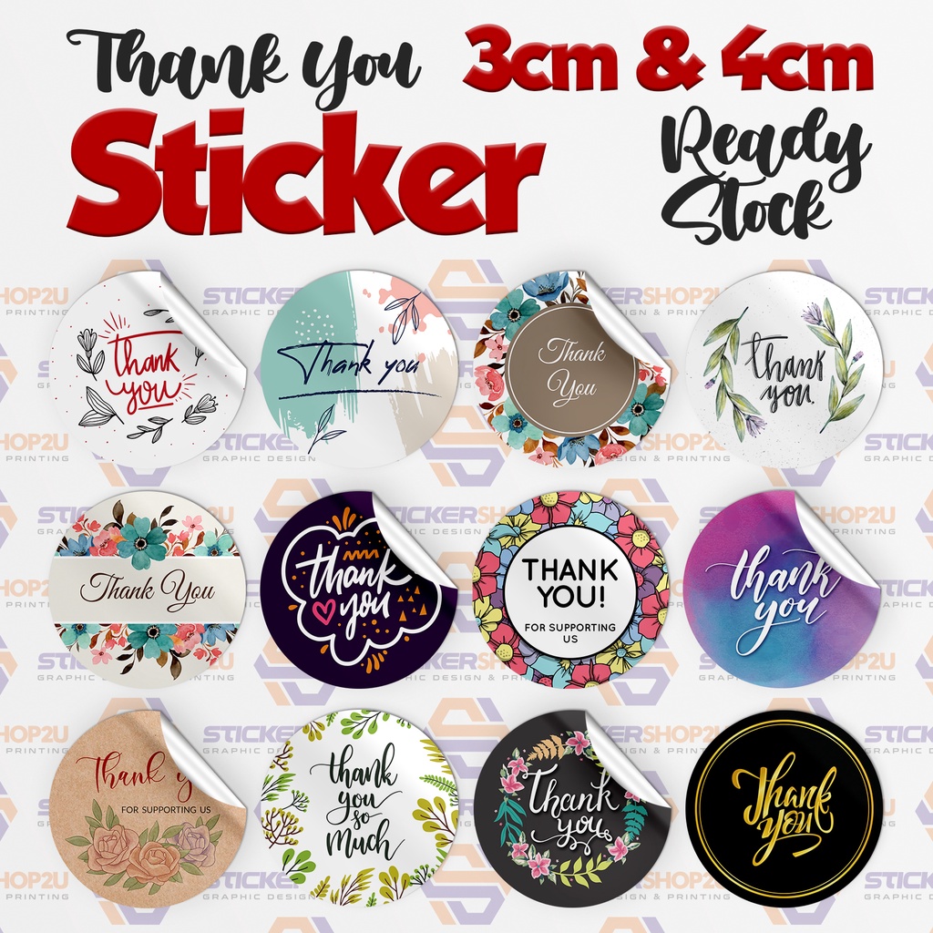 Thank You Sticker 3cm & 4cm diameter / Seal Label Sticker Terima Kasih ...