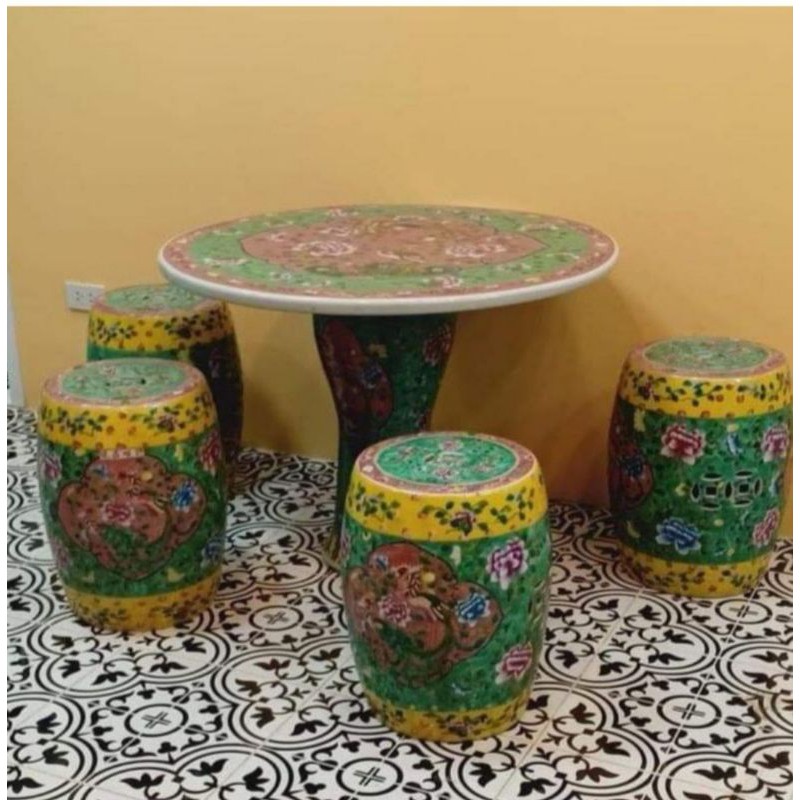 Peranakan Baba Nonya Nyonya Ceramic Table Set Green Colors | Shopee ...