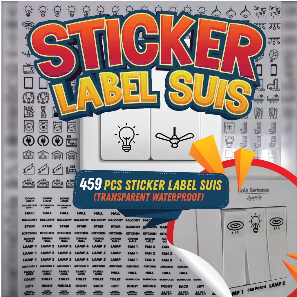 [READYMADE] 459PCS STICKER SUIS BERGAMBAR / LABEL WALL SWITCH ICON ...
