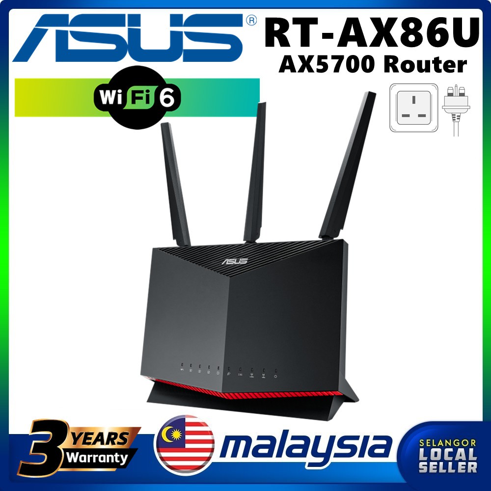ASUS RT-AX86U WiFi 6 AX5700 Wireless Router with MU-MIMO OFDMA Wireless ...