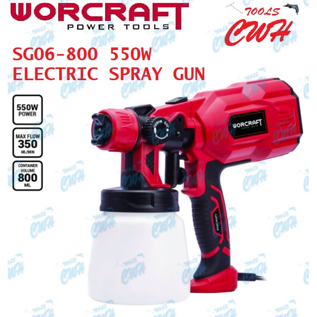 SG04-1000 WORCRAFT ELECTRIC GUN SPRAYER 550W 350ML/MIN 800ML PAINT ...
