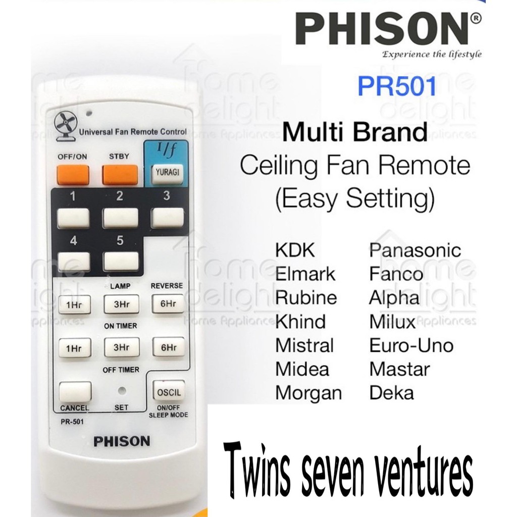 PHISON Universal Fan Remote Control PR-501 (Panasonic, Khind, Midea ...