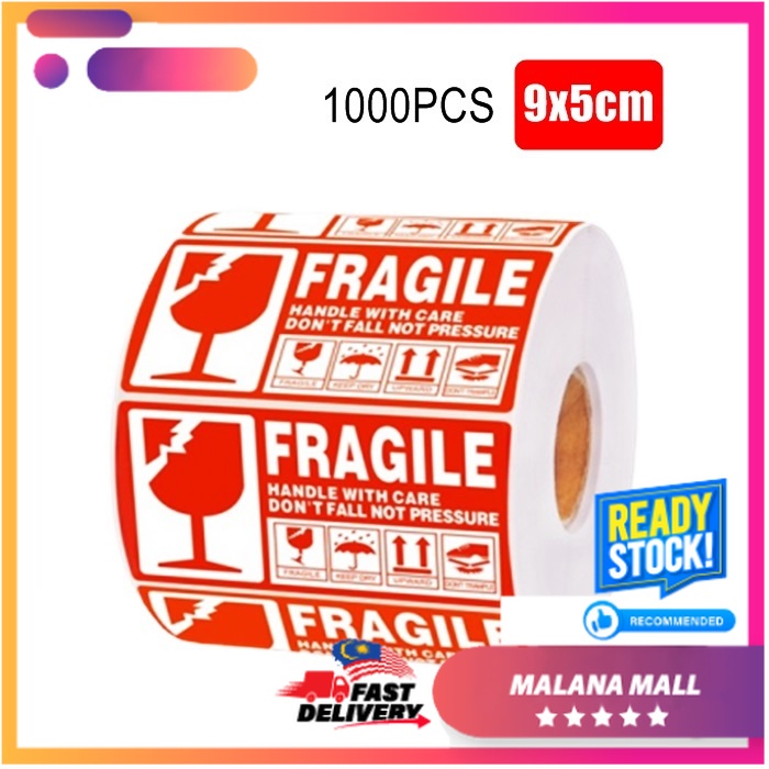 1000pcs Sticker Fragile for packaging courier sticker warning barang ...