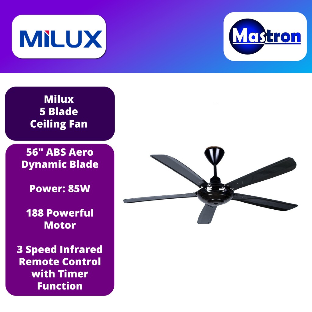 Milux 5 Blade Ceiling Fan with Remote | Kipas Syling | MCF-C211(GM ...