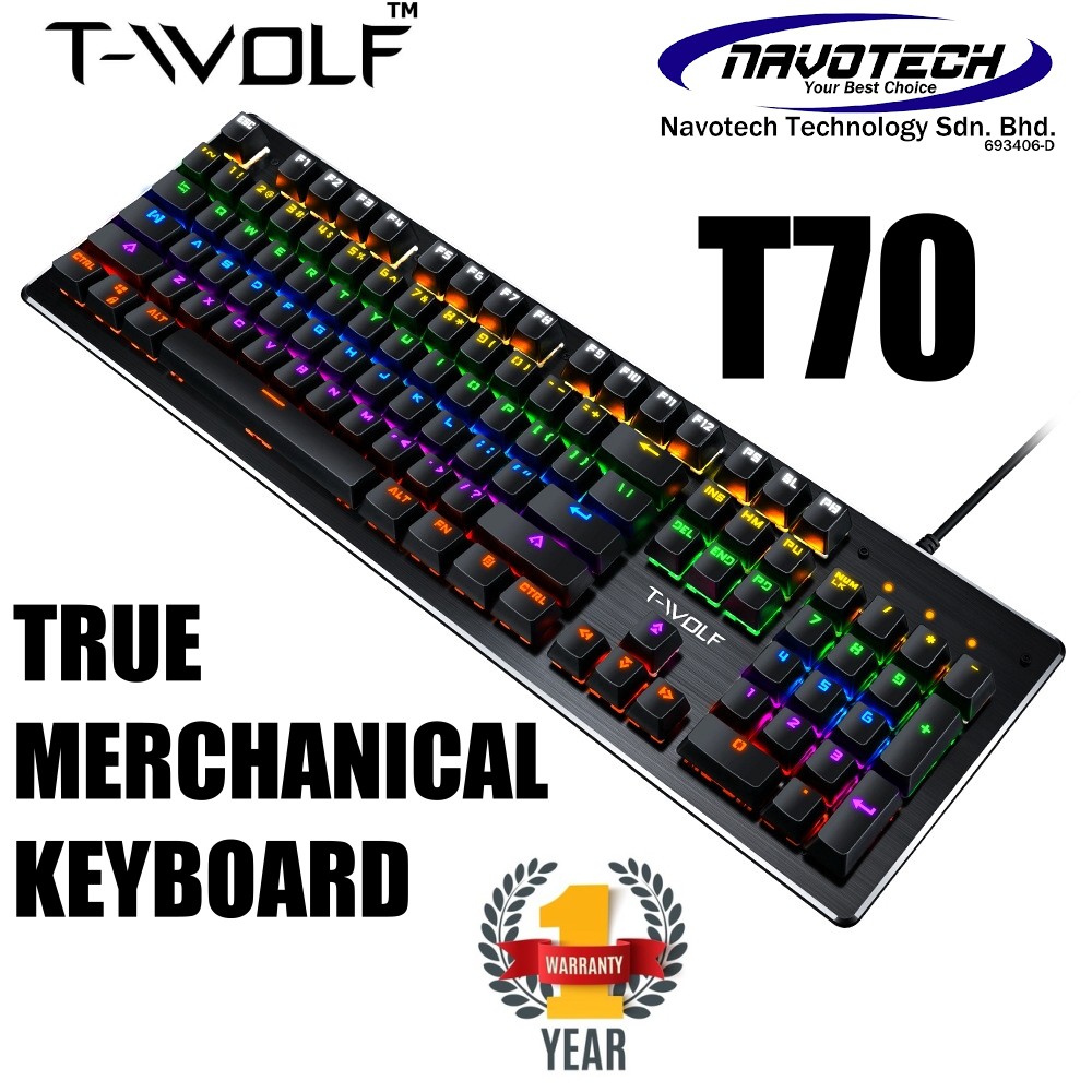 T-WOLF T70 True Mechanical Keyboard Wrangler LOL Gaming Internet Cafe ...