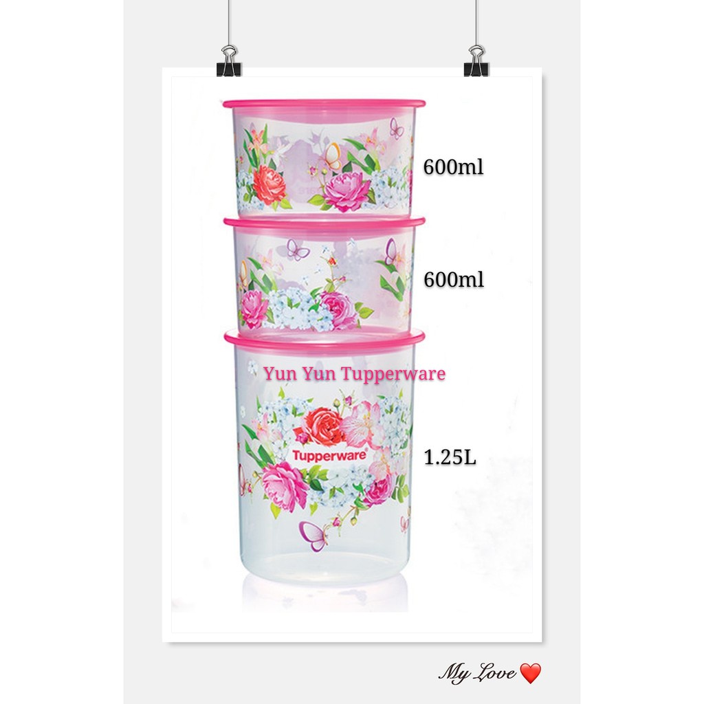 Tupperware Spring Garden One Touch Topper Canister 3L Food container Bekal Tupperware Kedap ...